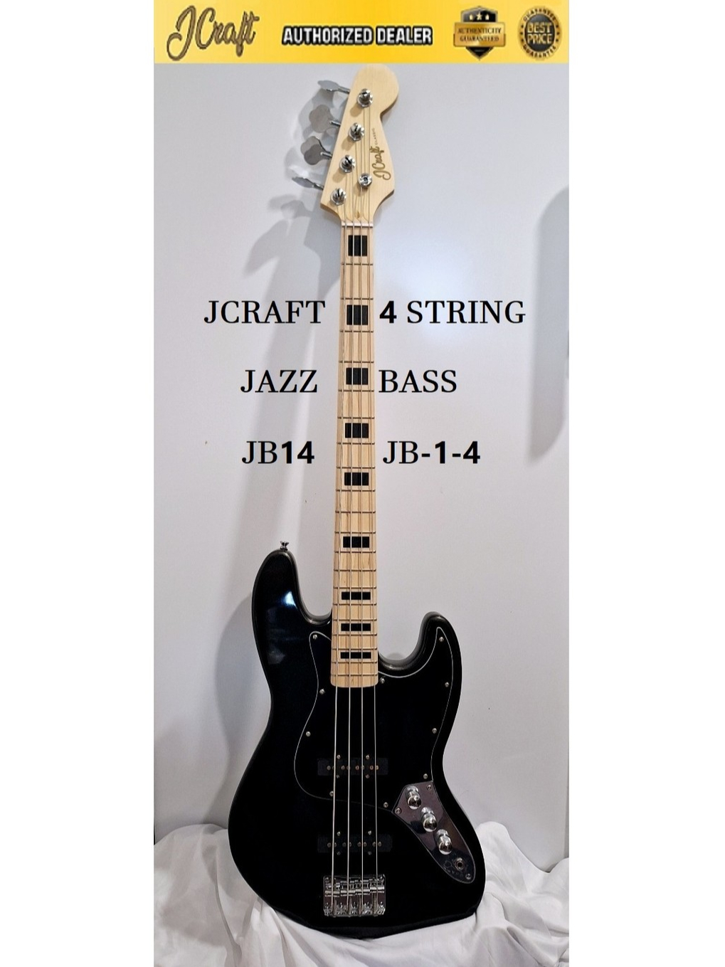 JCRAFT 4 String Jazz Bass Electric Guitar BLACK ( JCraft / JB14 / JB-1-4 ) 4 Tali guitar Bass ...