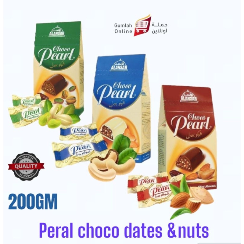 ready stock coklat almond pearl choco dates with almond-cashew ...