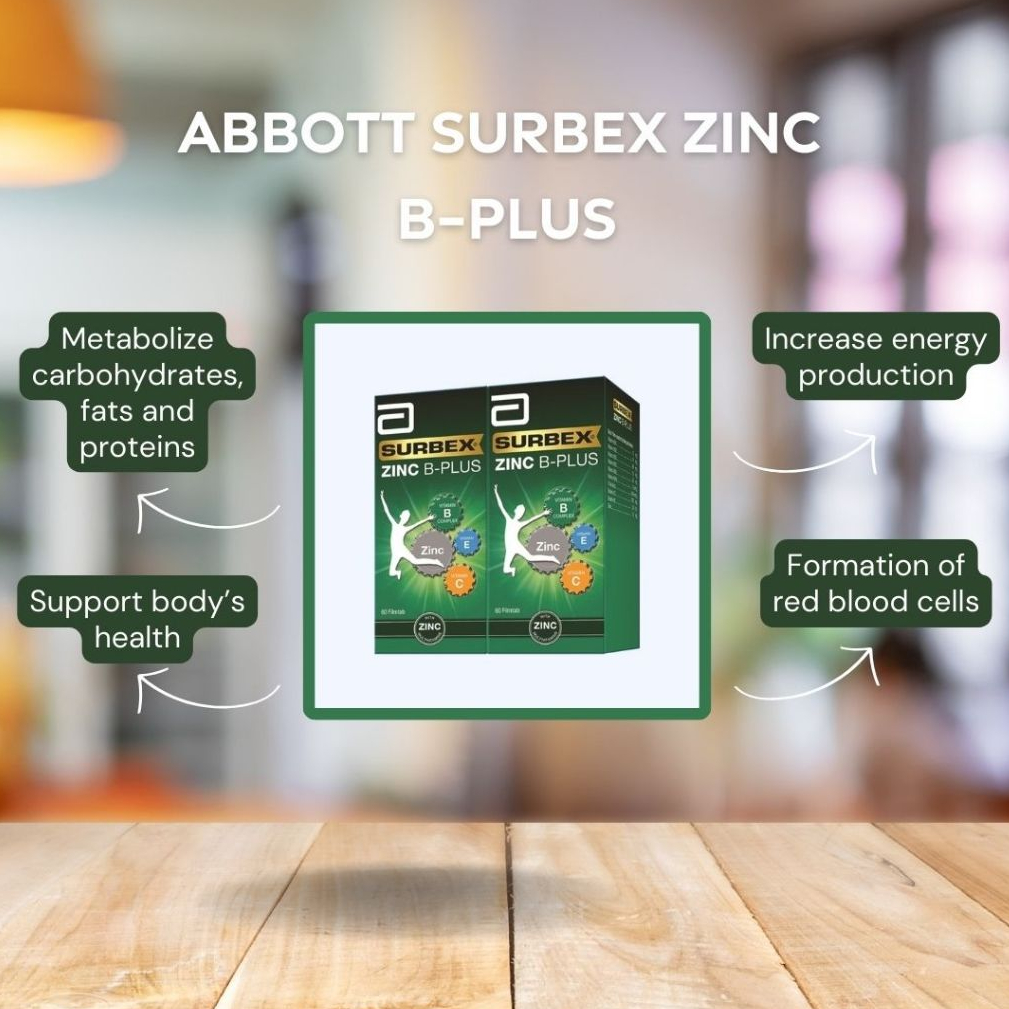 ABBOTT SURBEX ZINC B-PLUS BOOST YOUR ENERGY 2 x 60 FILMTAB (EXPIRY DATE ...