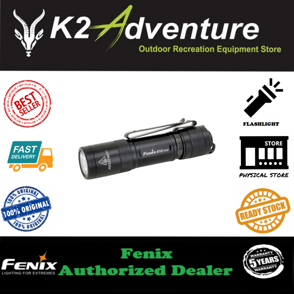 Fenix E12 V3.0 Luminus SST20 LED 200L Pocket Sized Flashlight (100% ...