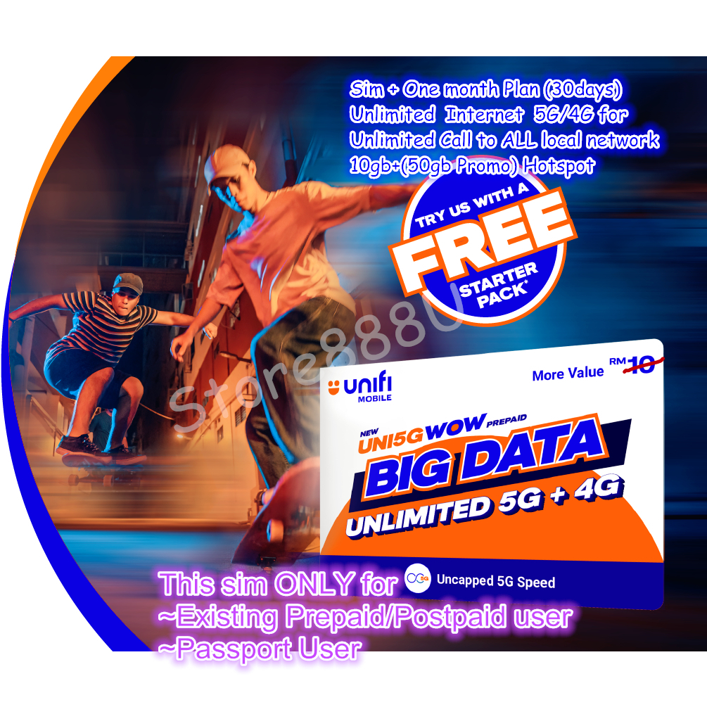 UNIFI mobile UNLIMITED 5G/4G Internet +Call Prepaid Sim / UNI5G WOW ...