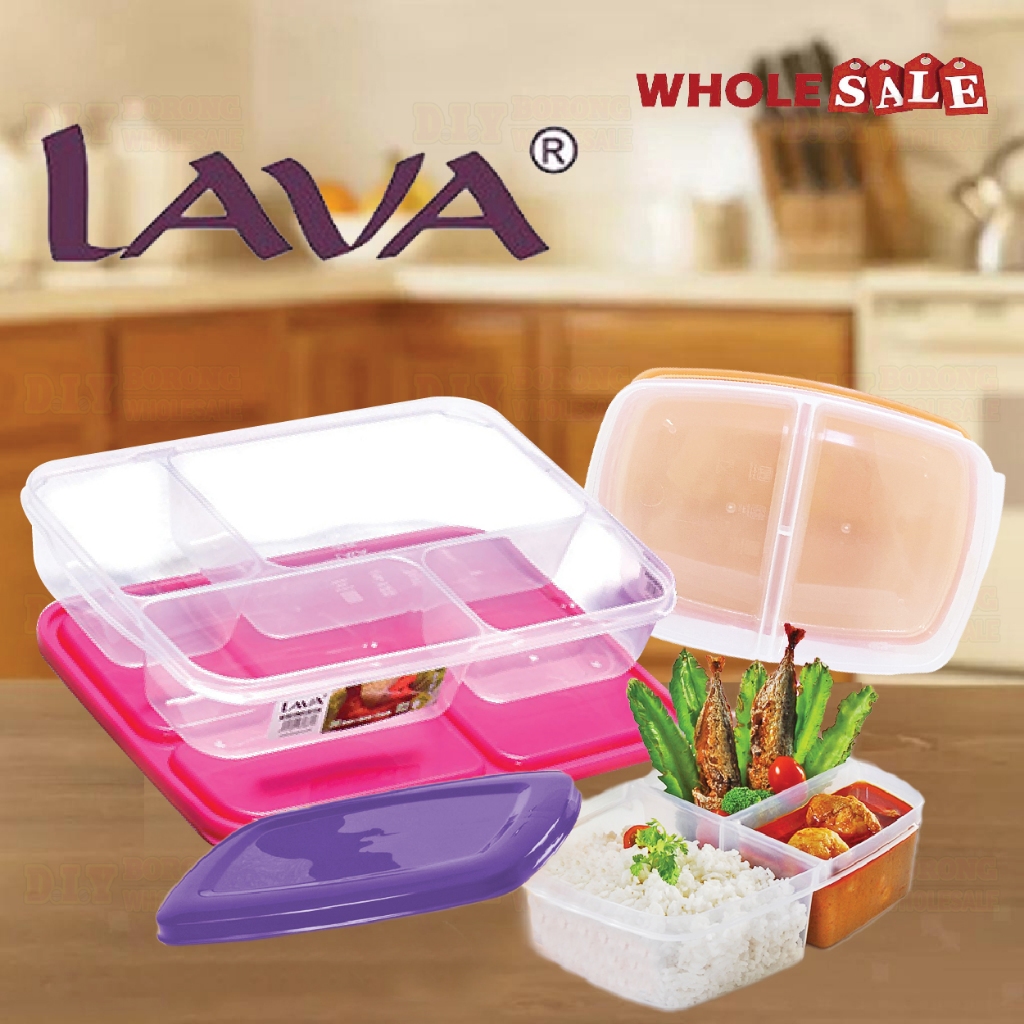 LAVA Lunch Box Food Container 2/3/4 Compartment Air Tight Food Storage ...