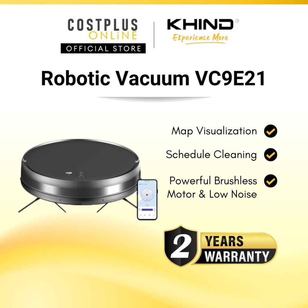 Khind VC9E21 Smart WIFI Robotic Vacuum Cleaner Mop Schedule Cleaning ...