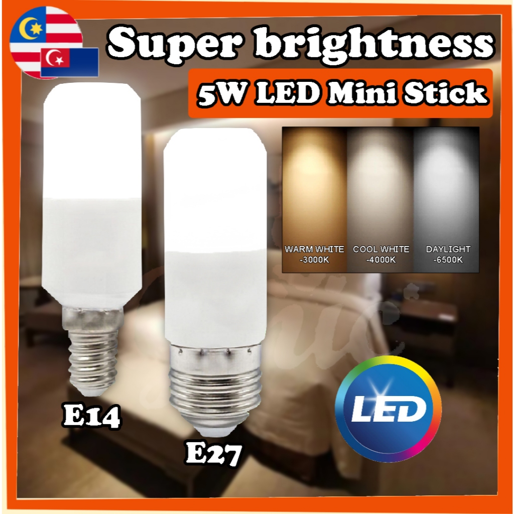 Mini LED Stick 5W E14/E27 Daylight 6500K / Cool White 4000K / Warm ...