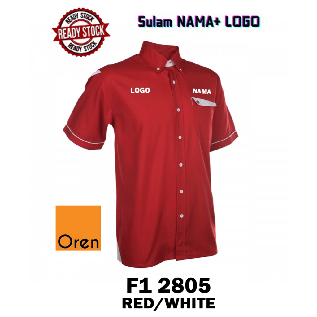 BAJU KORPORATE MERAH LENGAN PENDEK F12805 jenama oren sport | Shopee ...