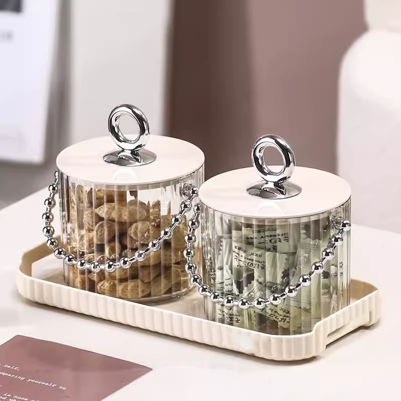 Candy Jar Set, Plastic Cookie Container with Lid, Clear Storage Display ...