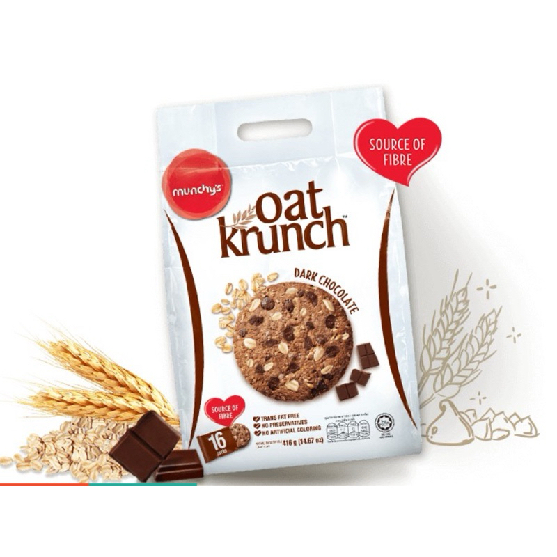 Munchy's Oat Krunch Biscuit Dark Chocolate 390g Convenient Pack ...