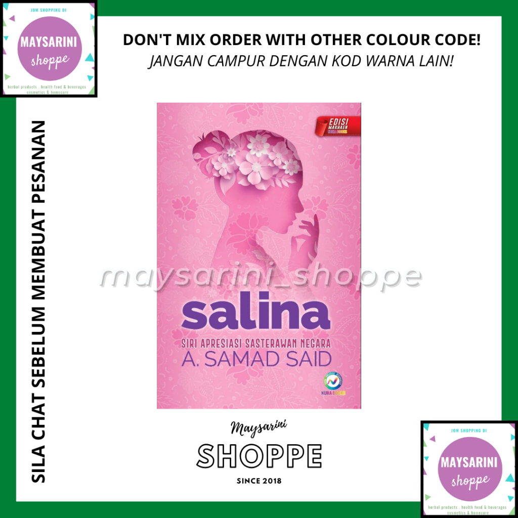 Salina oleh Sasterwan Negara A. Samad Said Edisi Marhaen Nuha Books ...