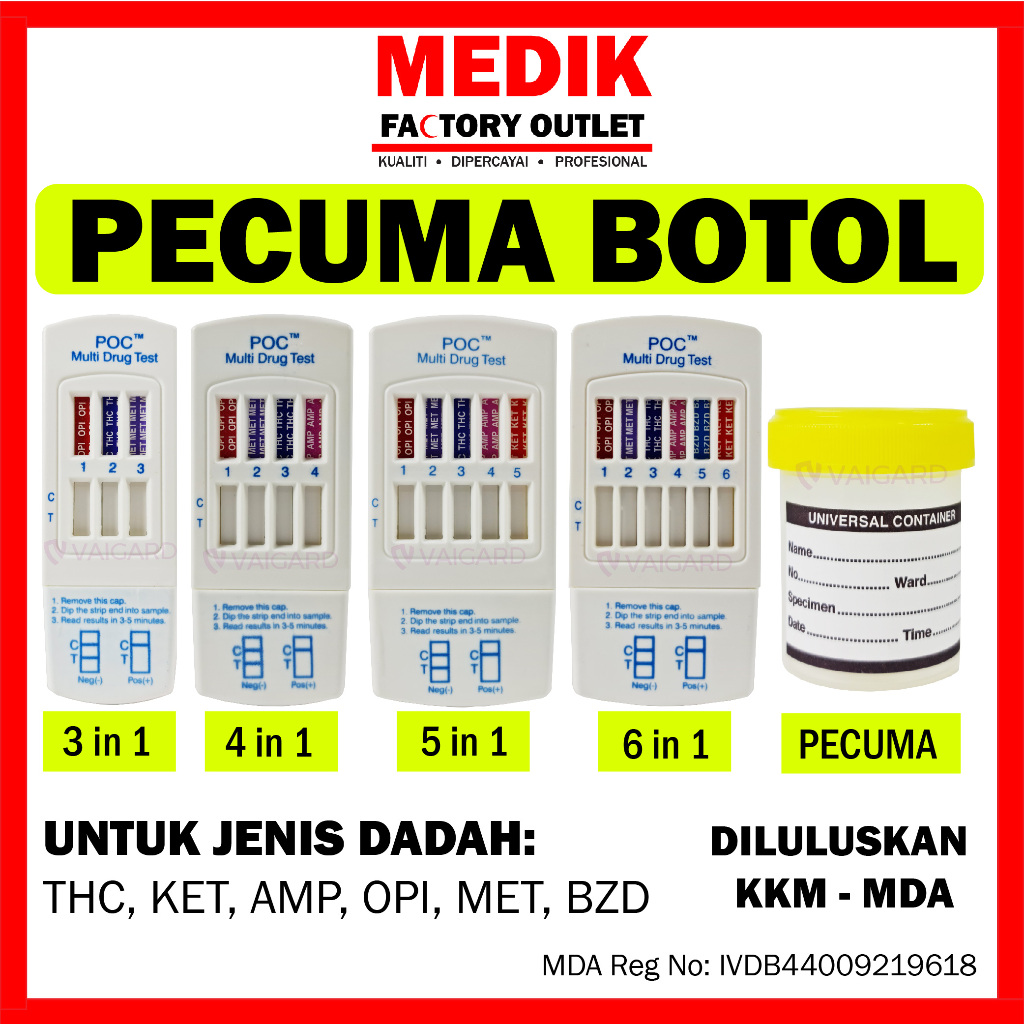 Urin Drug Test Kit digunakan untuk menguji dadah dalam air kencing ...