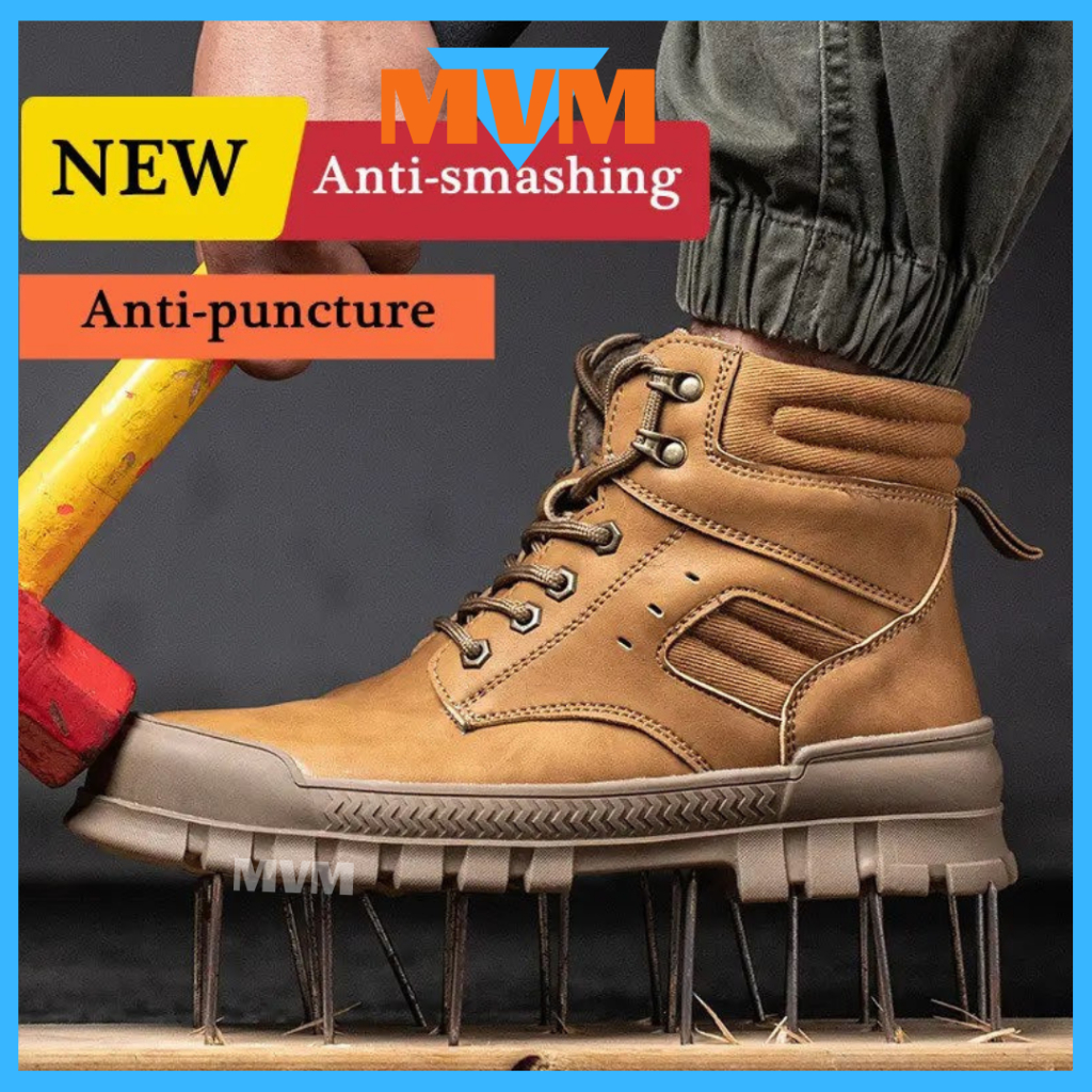 VIDEO Men's Safety Boots shoes Kasut besi Oil Resistant Protector ...