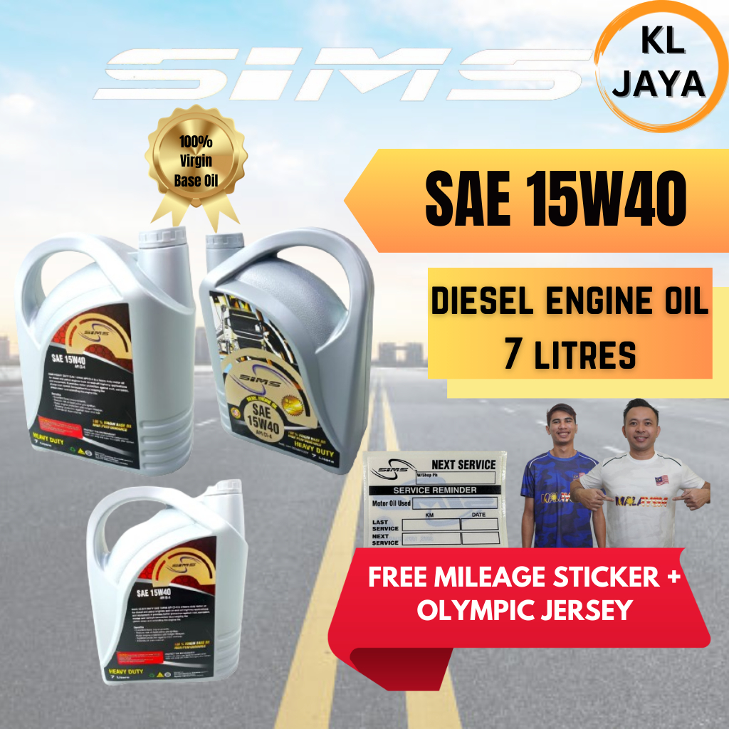 SIMS SAE15W40 Diesel Engine Oil 7 Litres 100% Virgin Base Oil | Shopee ...