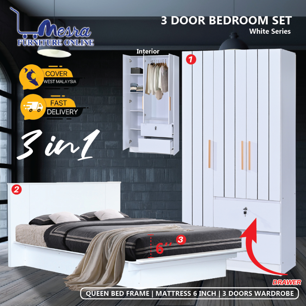 MESRA-3 Door Bedroom Set | Shopee Malaysia