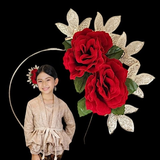 Cekak Sanggul Lintang bunga mawar baldu ros rose Merdeka tradisional majlis sekolah kanak kanak ...