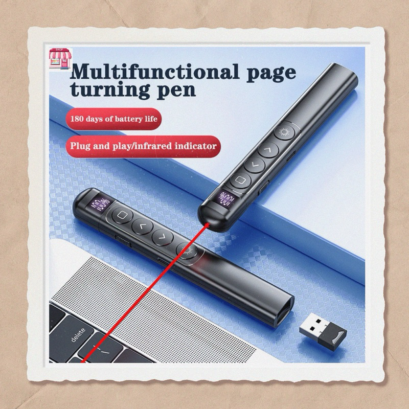 S7 Laser Page Turning Pen Wireless USB Presenter Clicker Powerpoint ...