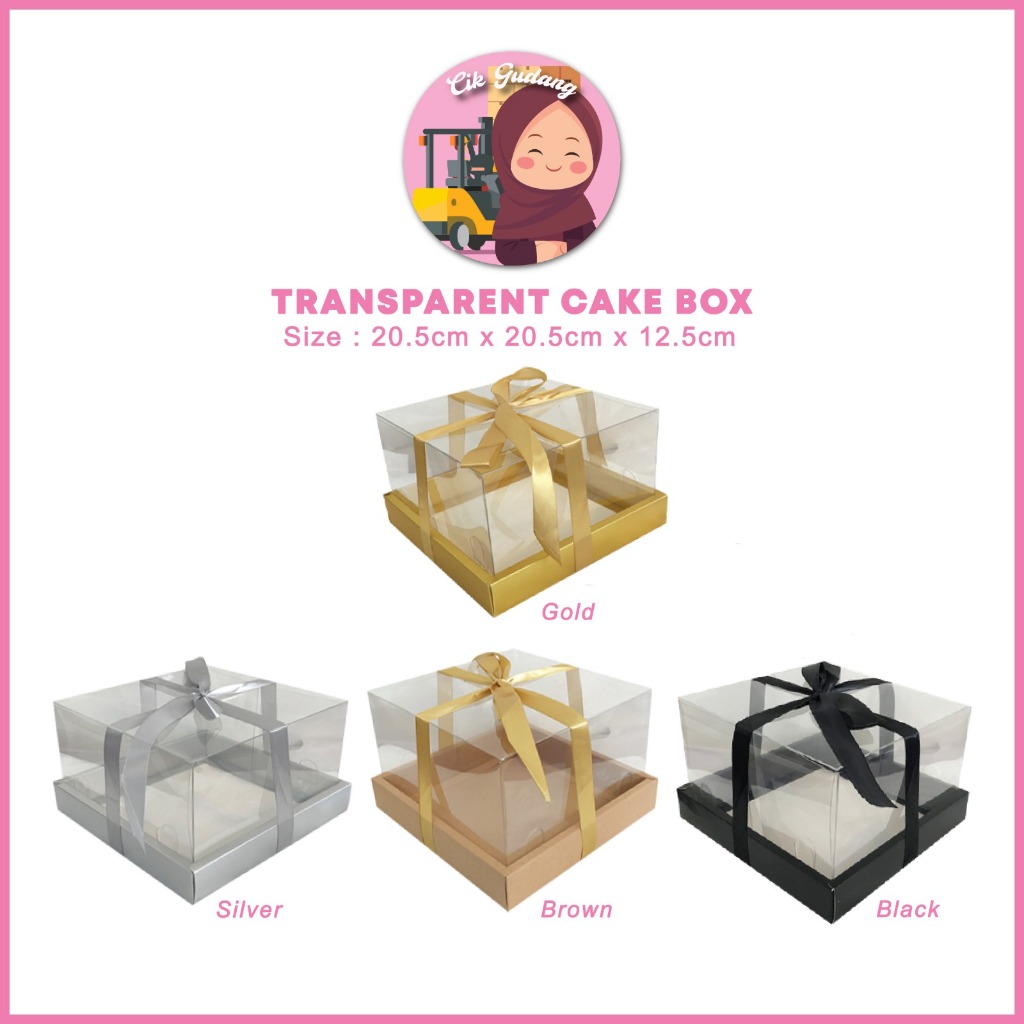 Transparent Cake Box with Ribbon | Kotak Kek dengan Reben | Birthday ...