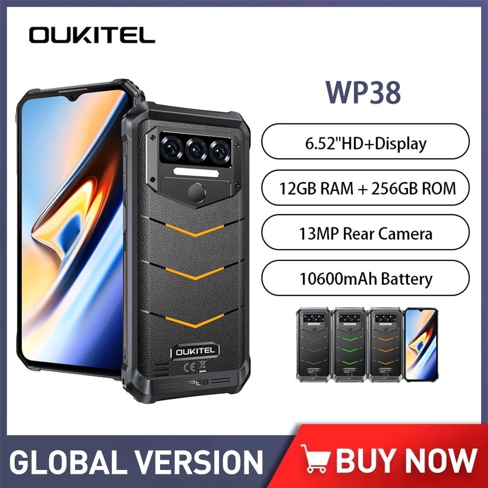 【In Local】OUKITEL WP38 12GB+256GB 10600mAh MT8788 Handphone 6.52” Corning Corilla Glass 13MP+2MP ...