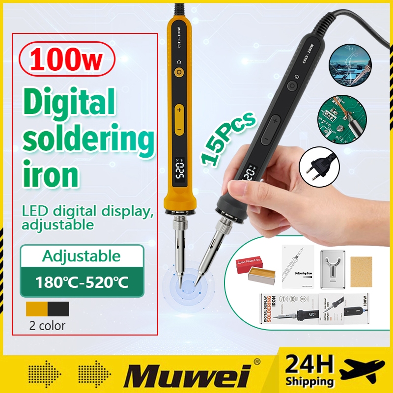 100W Digital Electric Soldering Iron Kit Set Temperature Adjustable 928D Welding Tool Portable ...