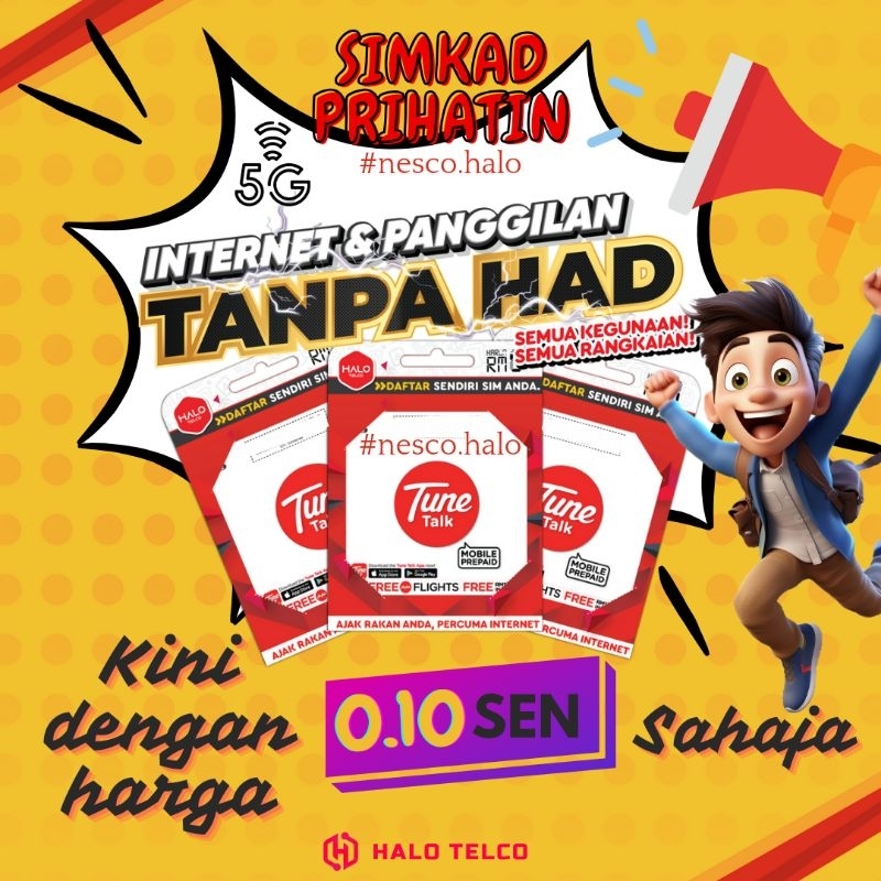 🔥[ 𝗦𝗜𝗠𝗞𝗔𝗗 𝗛𝗔𝗟𝗢𝗧𝗘𝗟𝗖𝗢 𝗧𝗨𝗡𝗘𝗧𝗔𝗟𝗞 ]🔥 Simkad Support 4G/5G | Shopee Malaysia
