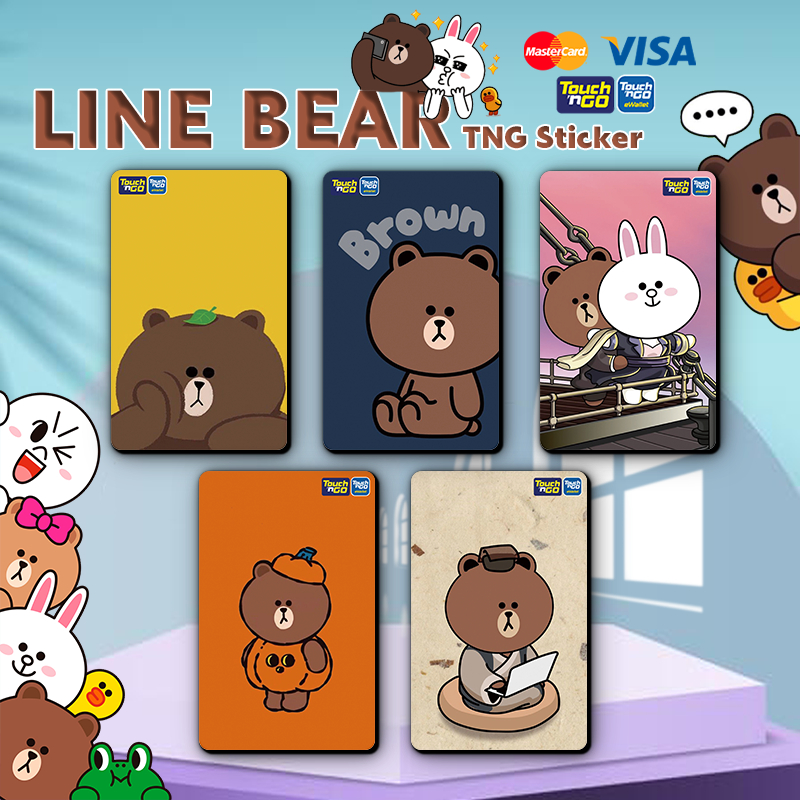 LINE BROWN TNG Pelekat - Tng Touch N Go/Bank kad pelekat pelindung ...