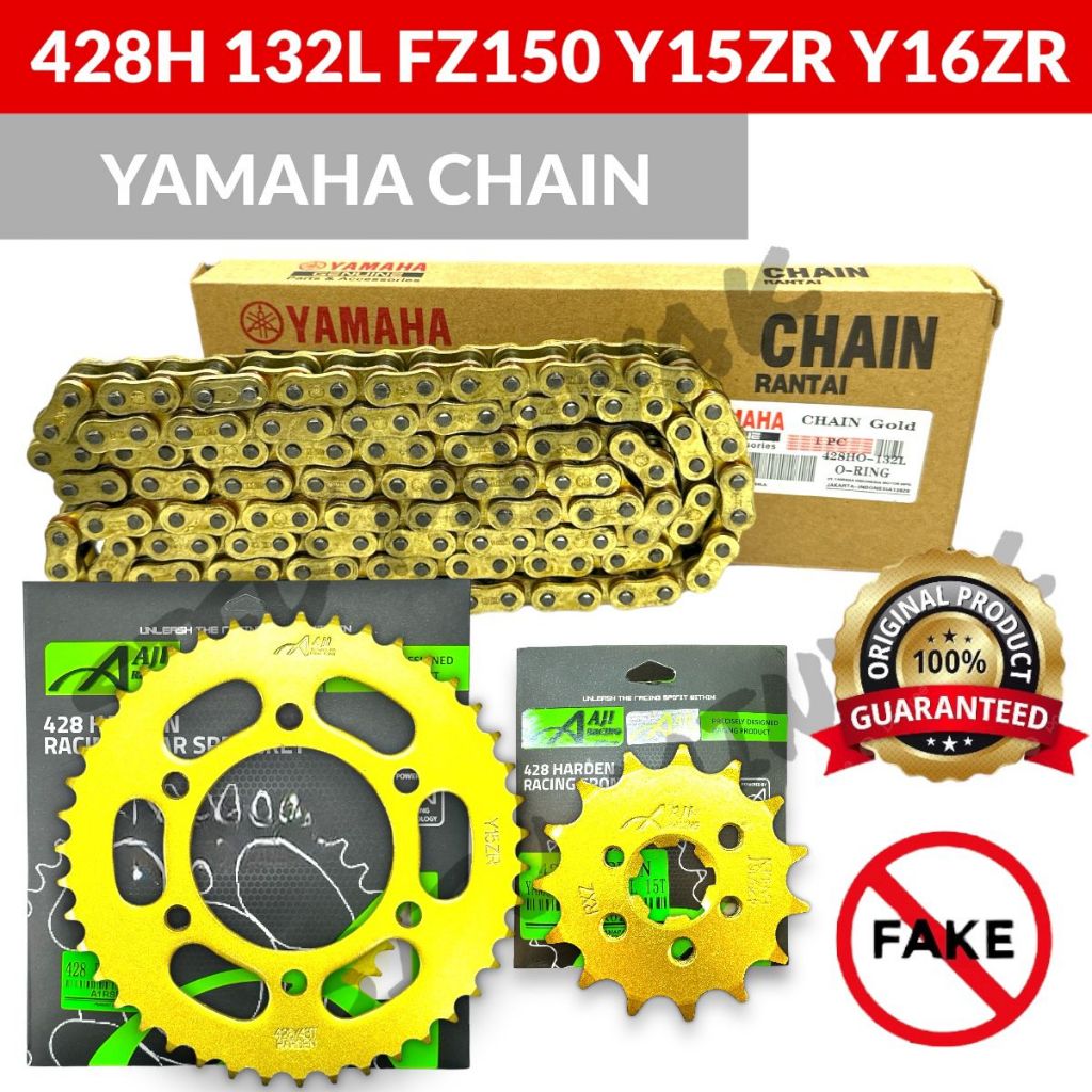 AJI RACING 428 SPROCKET SET WITH YAMAHA ORING GOLD CHAIN FZ150 Y15ZR ...