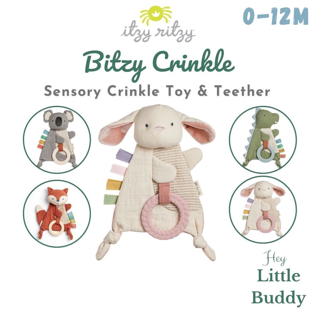 Itzy Ritzy Bitzy Crinkle Sensory Toy Teether Soft Cloth Cotton Fabric ...