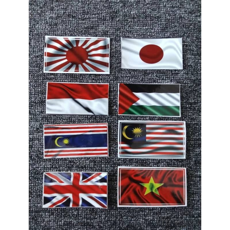 STICKER FANCY BENDERA / FLAG MALAYSIA/PALESTIN/VIETNAM/INDONESIA/JEPUN ...