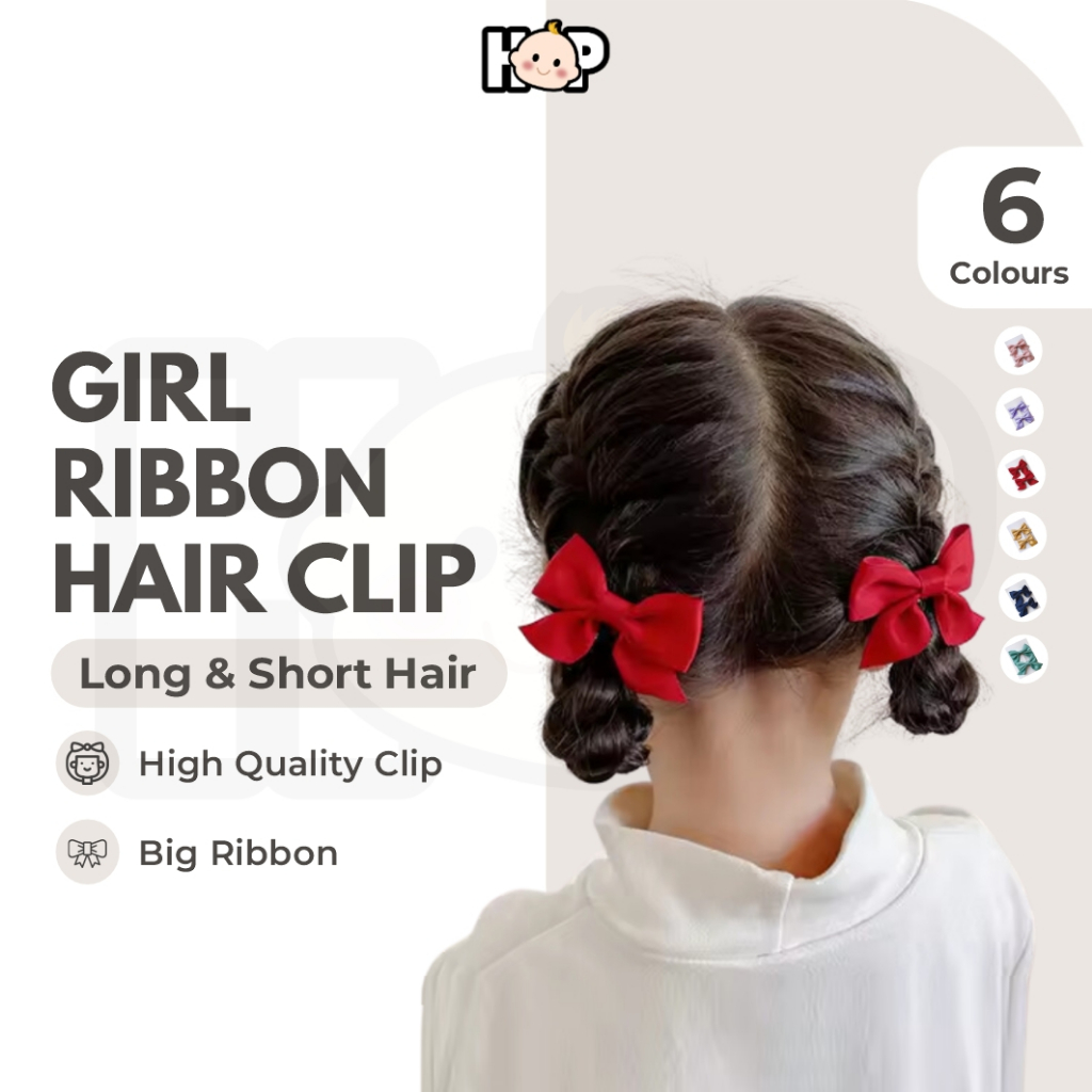 (1 Pair) Girl Ribbon Hair Clip Set for Girl Hair Pin Rambut Kanak Kanak ...