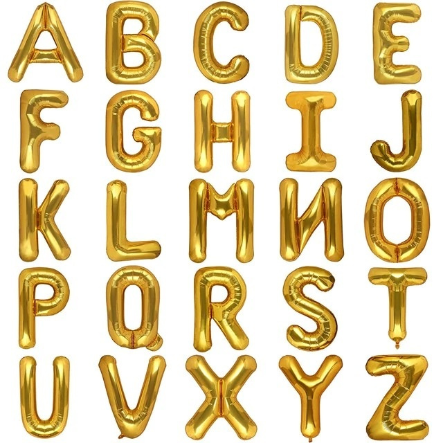 UMI 16 Inch A-Z 0-9 Alphabet Letters Number Foil Gold Color Party ...