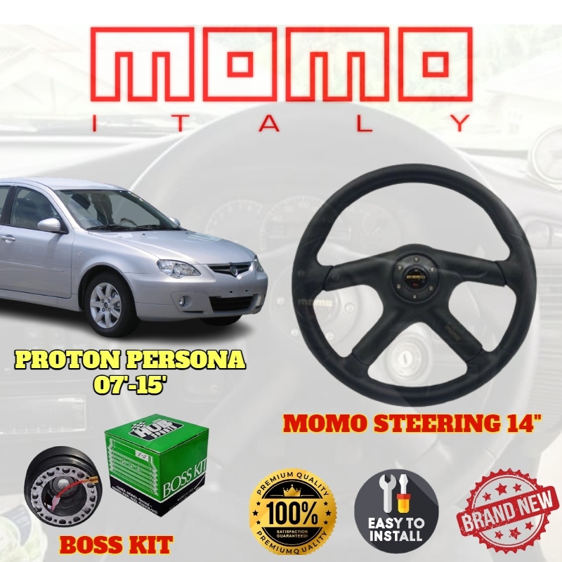 PROTON PERSONA 07'-15' 14'' MOMO STEERING PVC HIGH QUALITY + BOSSKIT ...