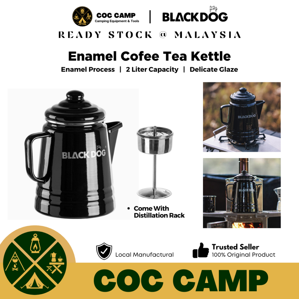 Blackdog Enamel Black Kettle Stainless Steel Tea Coffee Jug Camping ...