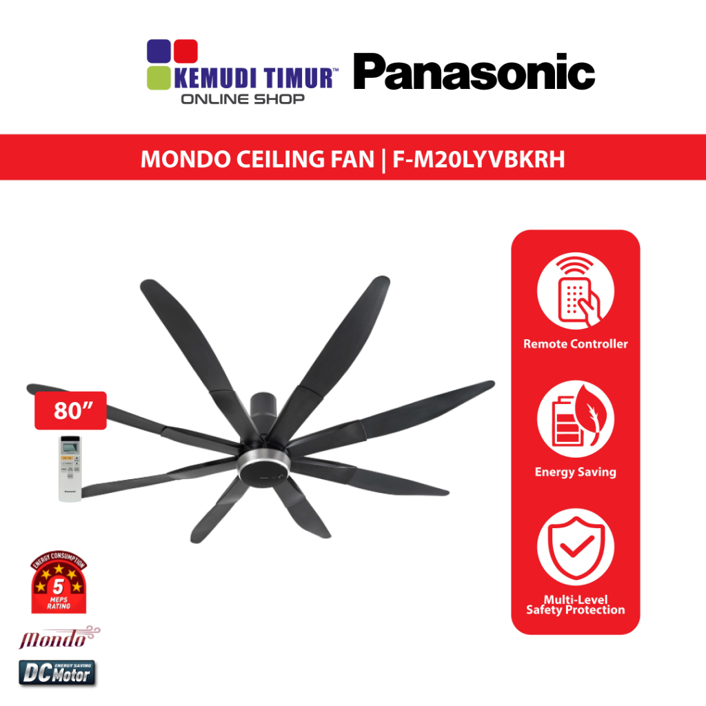 PANASONIC CEILING FAN MONDO 80” 8 BLADE (CANOPY TYPE) *PAIP PENDEK* | F ...