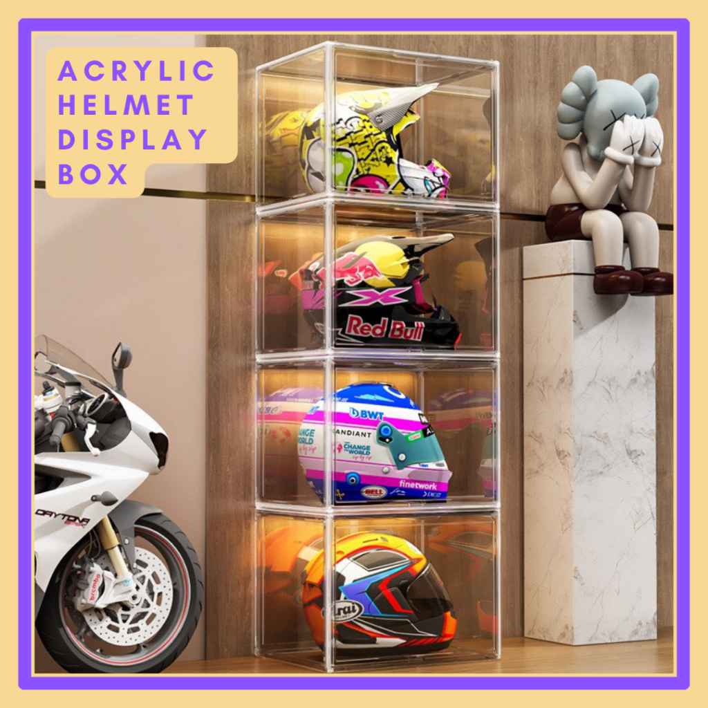 Full Acrylic Helmet Display Box Kotak Display Helmet Transparent ...