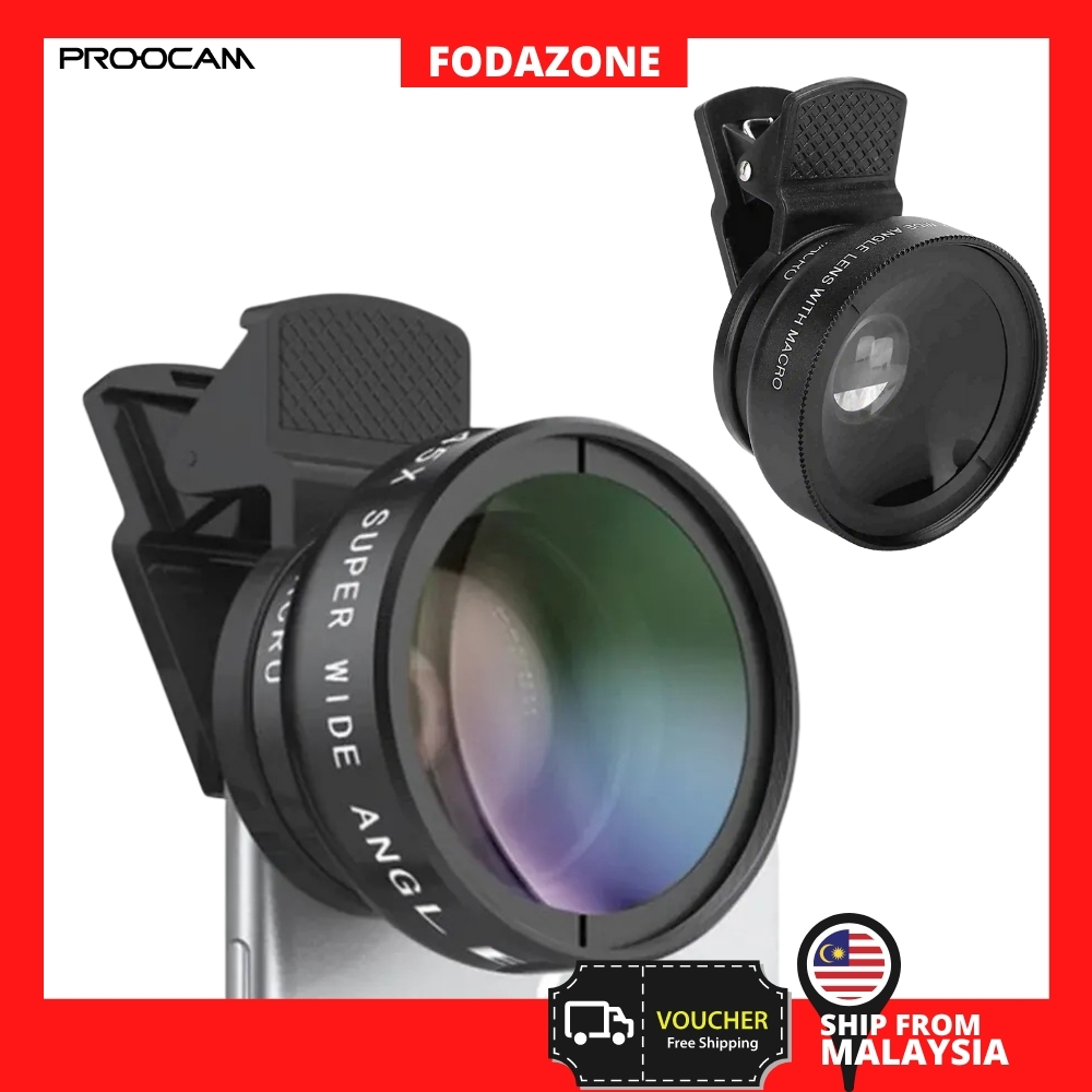 🔥READY STOCK🔥 PROOCAM 2 IN 1 PHONE LENS Super Wide Angle 0.45X + Macro 12.5X HD Clip-on Detach ...