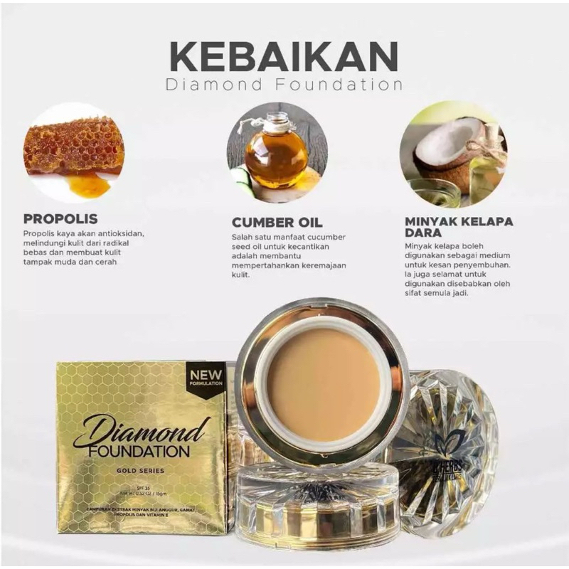 DHERBS DIAMOND FOUNDATION SPF35 15G | Shopee Malaysia