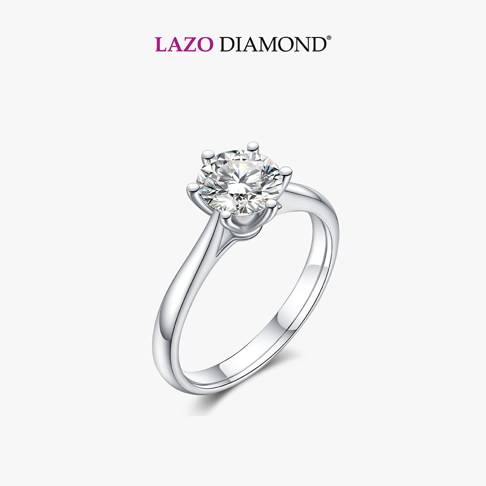 LAZO DIAMOND Six Prong Solitaire Diamond Engagement Ring in 9k White ...