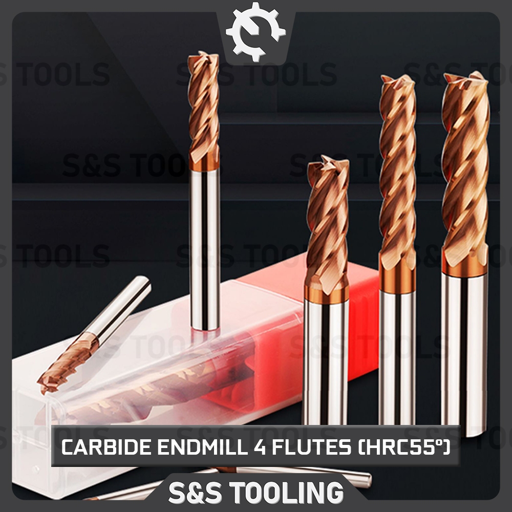 Carbide Endmill 4 Flutes HRC55 Tungsten Steel Milling Cutter Tool 4F (1 ...