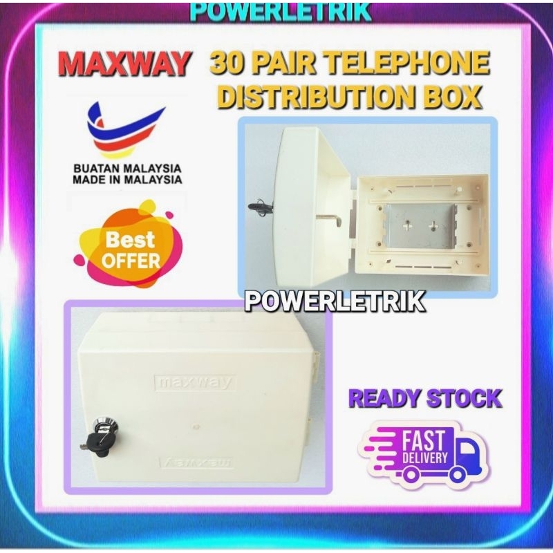 MAXWAY/EUROTAG 30 PAIR TELEPHONE DISTRIBUTION BOX WITH KEY LOCK /10 ...