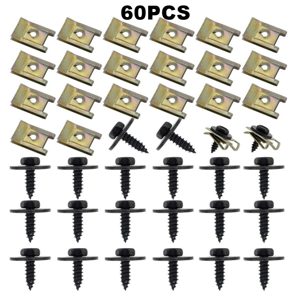 60PCS M5 Screw M5 Clips Motorcycle Screw Car Body Bolts U-Nut Clip ...