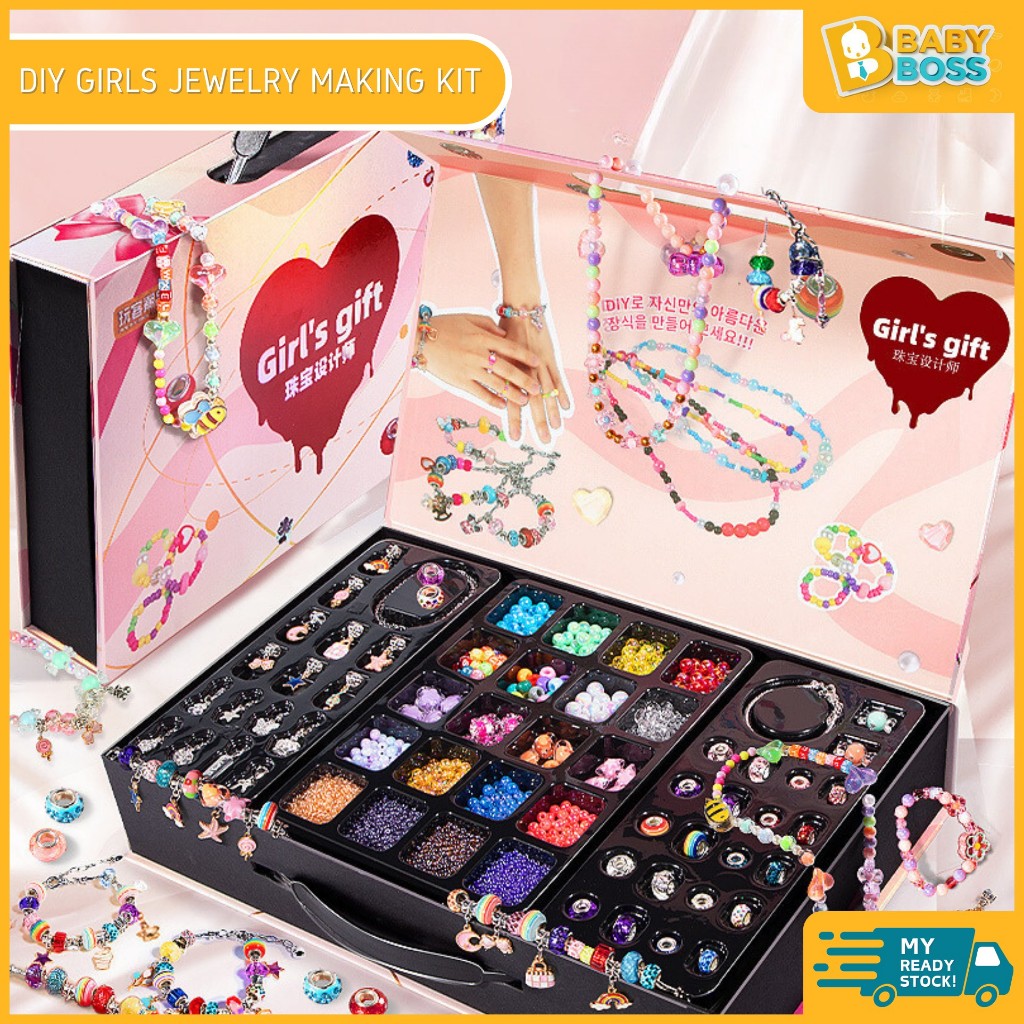 BabyBoss DIY Girls Jewelry Making Kit Beads Set Bracelet Necklace ...