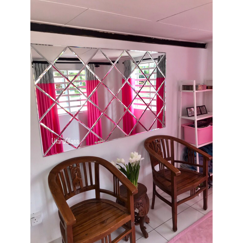 Diamond Mirror Cermin Bevel Cermin hiasan Cermin dinding | Shopee Malaysia