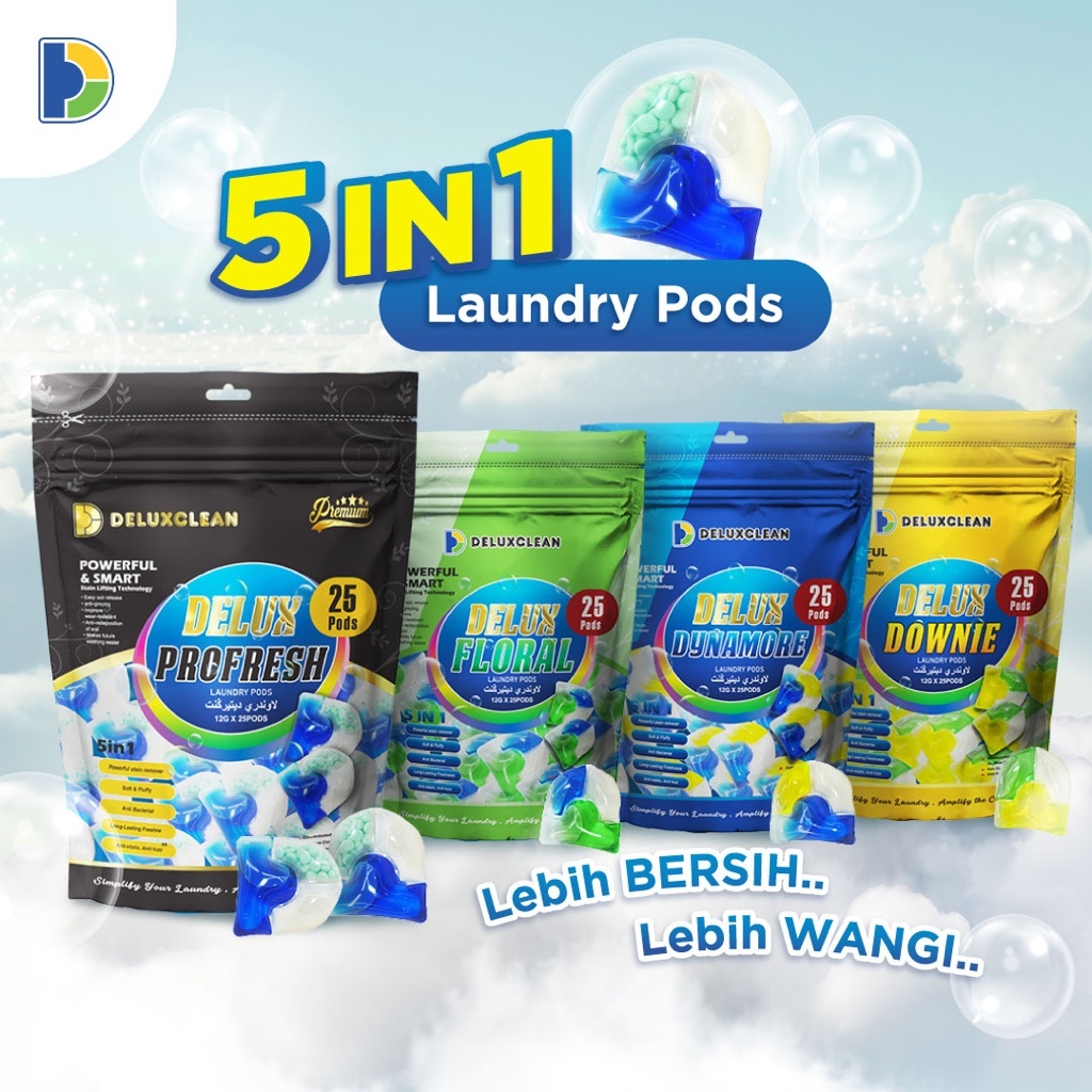 DELUXCLEAN Detergent Laundry Pod Capsule Beads Sabun Dobi Cuci Baju ...