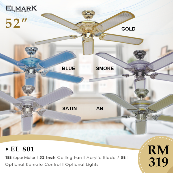 Elmark Ceiling Fan 52" EL801 | 遥控风扇 | Shopee Malaysia