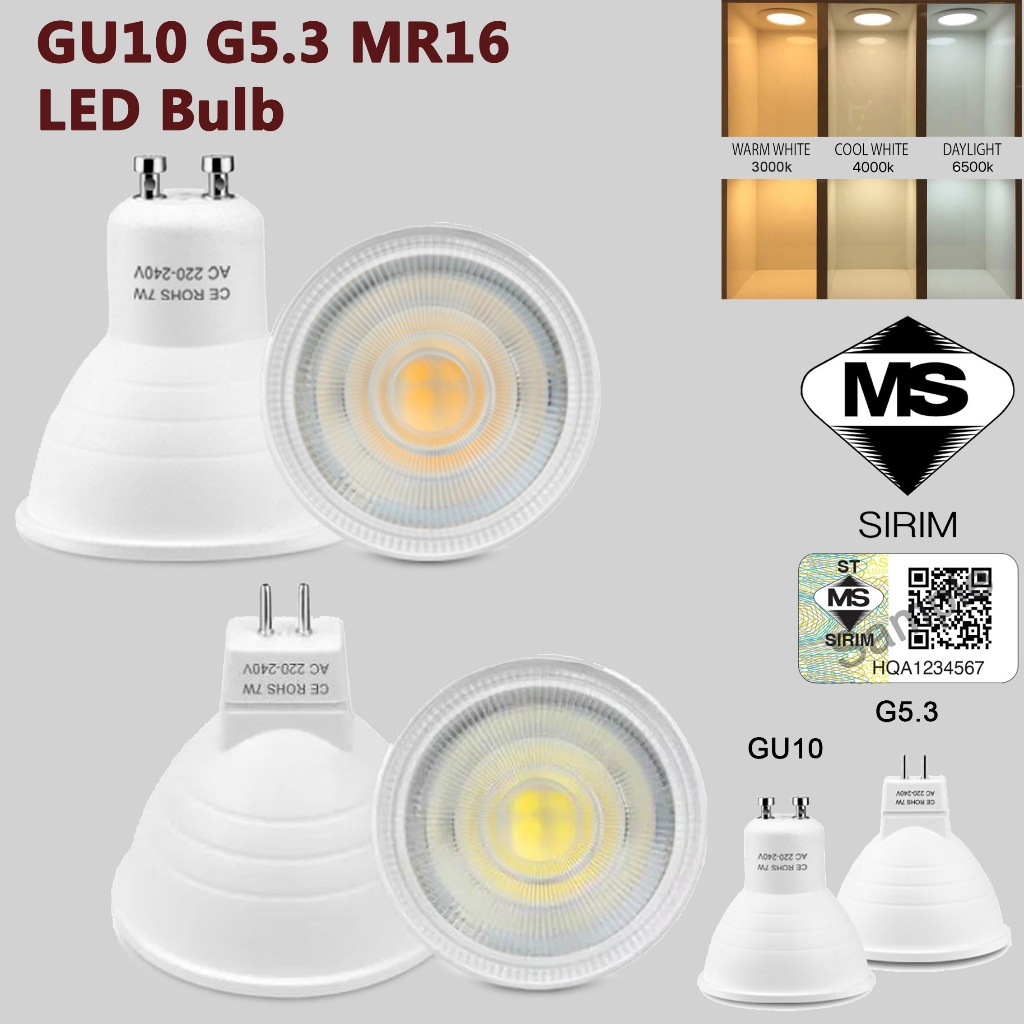3H 240V G5.3/GU10 7W/8W Shorten MR16 SMD 2835 LED Bulb [SIRIM] [Replace ...