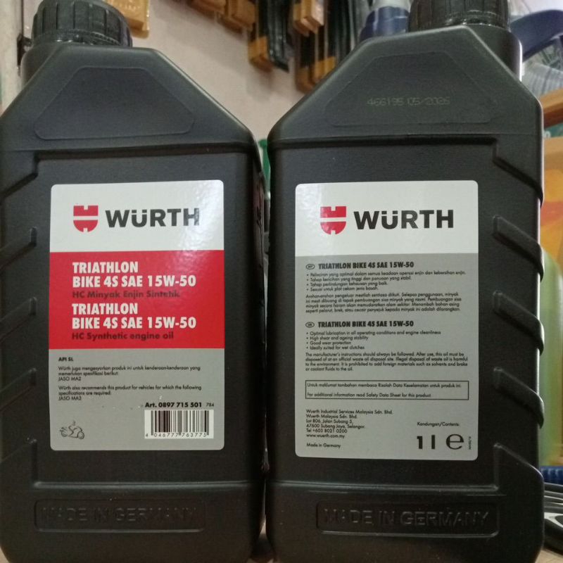 WURTH Triathlon Bike 4S15w50 HC Synthetic (1L) | Shopee Malaysia
