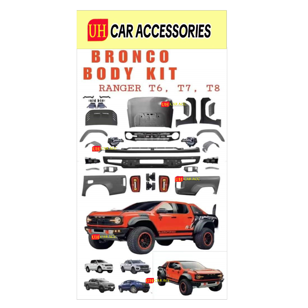 FORD RANGER T6 T7 T8 CONVERT TO BRONCO BODYKIT BUMPER HEAD TAIL LAMP ...