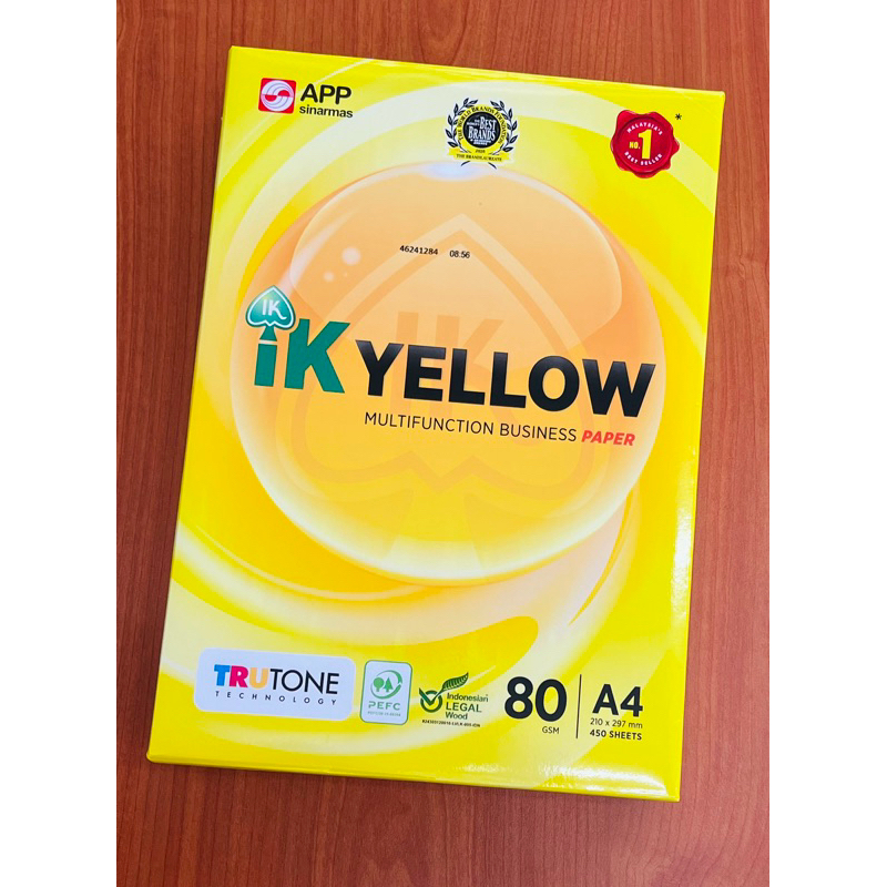 IK YELLOW 80G 450’S A4 PAPER (210X297MM) MULTIFUNCTION BUSINESS PAPER # ...
