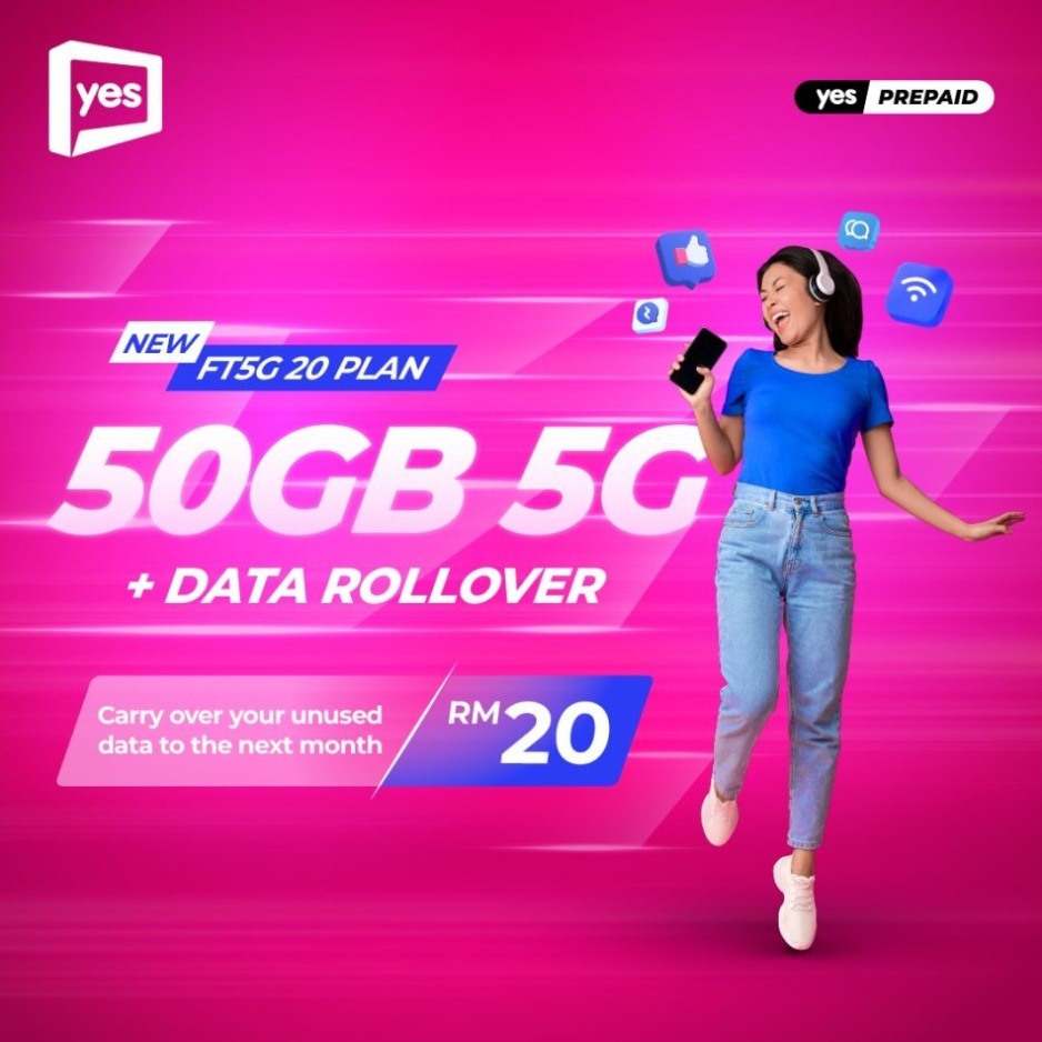 YES FT5G LAGI POWER 35 Simkad Prepaid Postpaid 4G 5G Unlimited Call ...