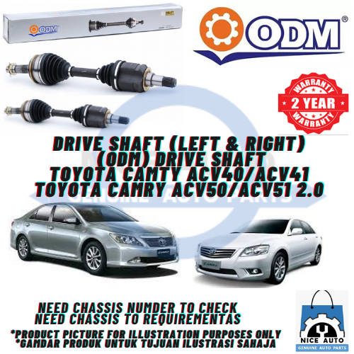 TOYOTA CAMTY ACV40/ACV41 / ACV50/ACV51 2.0 (LH+RH) DRIVE SHAFT - BRAND ...