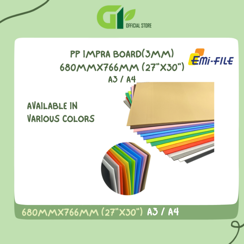 [GY OFFICE] EMI PP IMPRA BOARD(3MM) A4 SIZE/A3 SIZE/680MMX766MM (27"X30 ...
