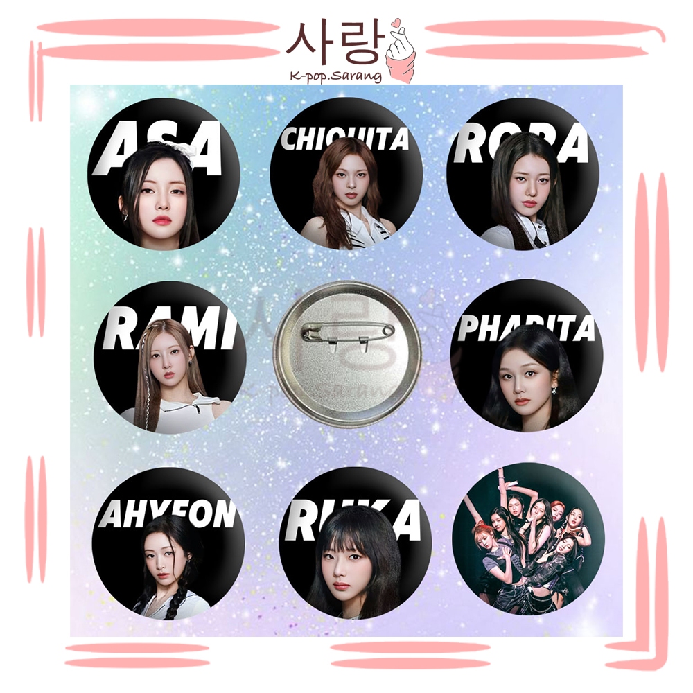 BabyMonster Pin Set Black Version Collection Kpop Ruka Pharita Asa Rami ...